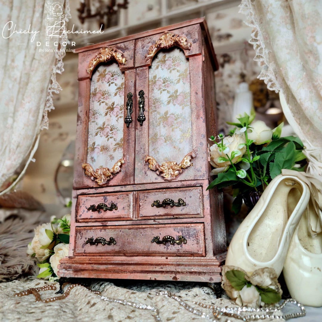 Pink Handpainted Jewelry Box, Romantic Old World Jewelry Box, Pretty ...