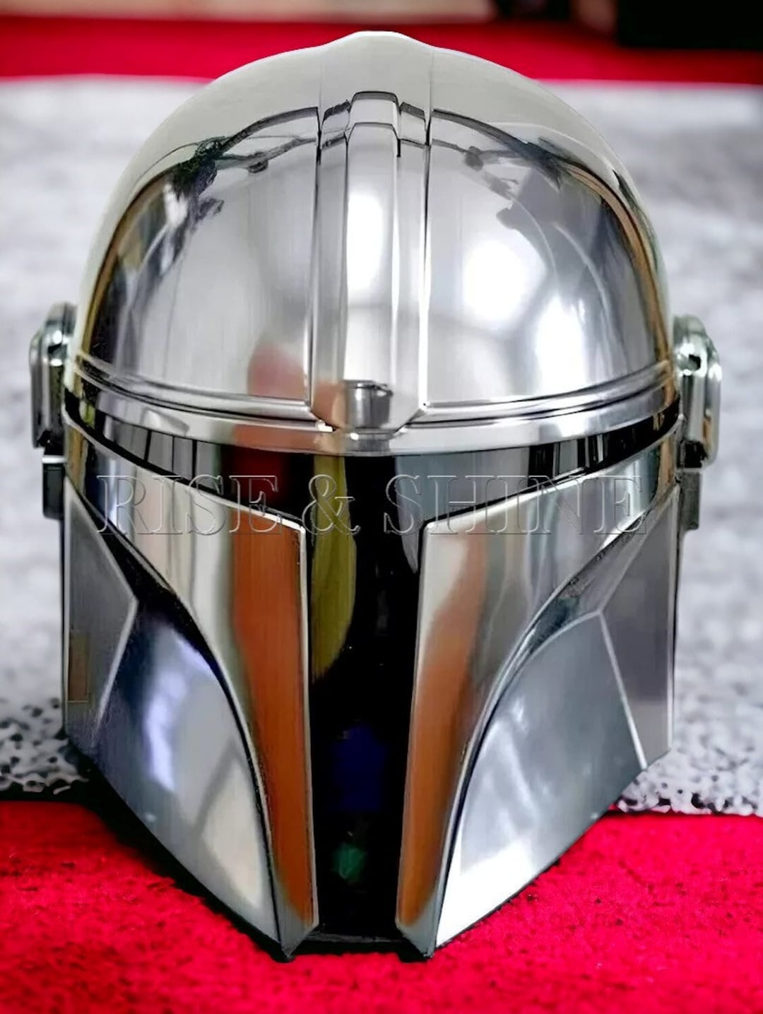 Silver Mandalorian Helmet Steel Halloween Helmet With Liner and Chin ...