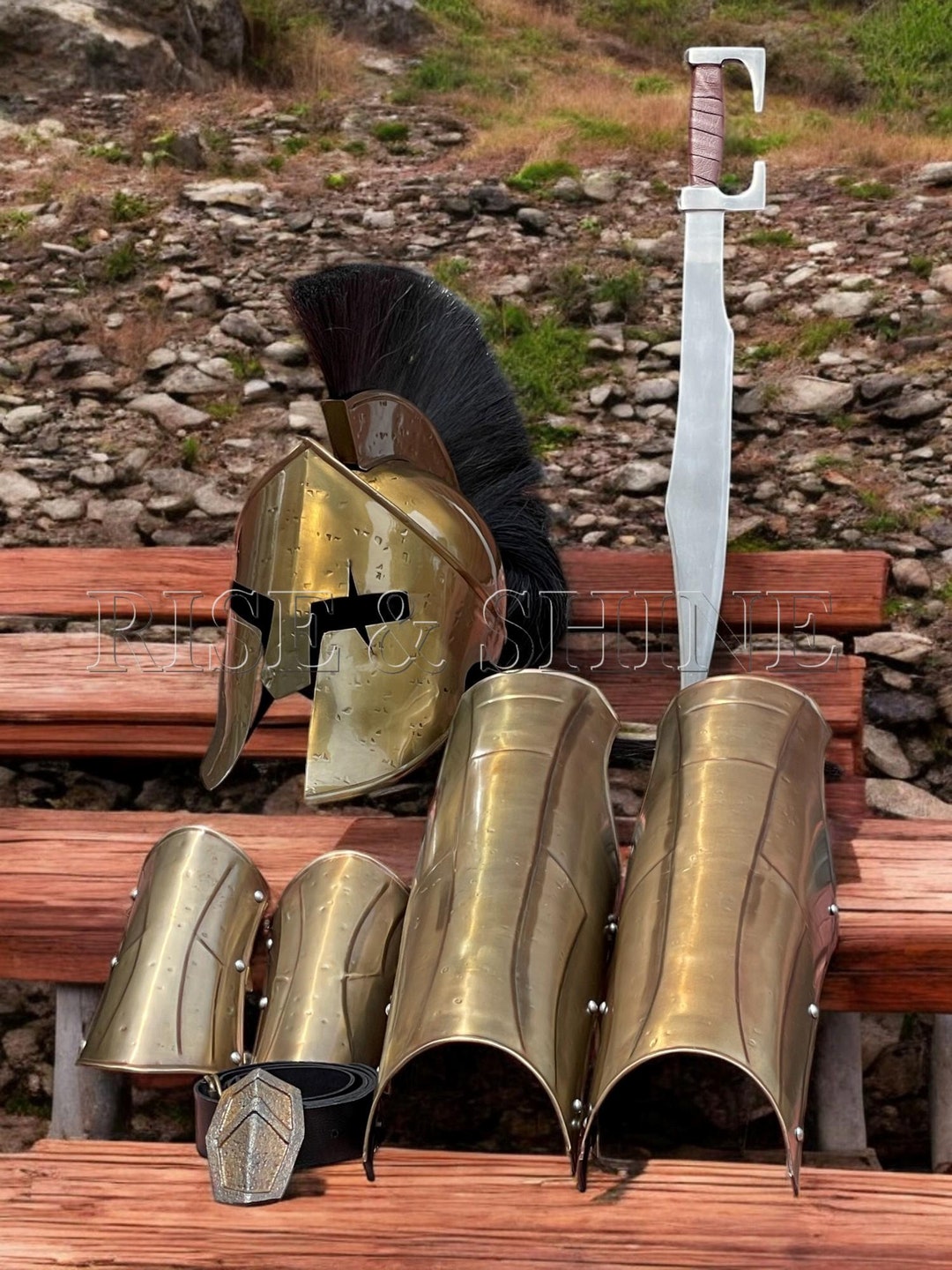 Halloween 300 Spartan Full Costume/greek Spartan Battle Damage Helmet ...