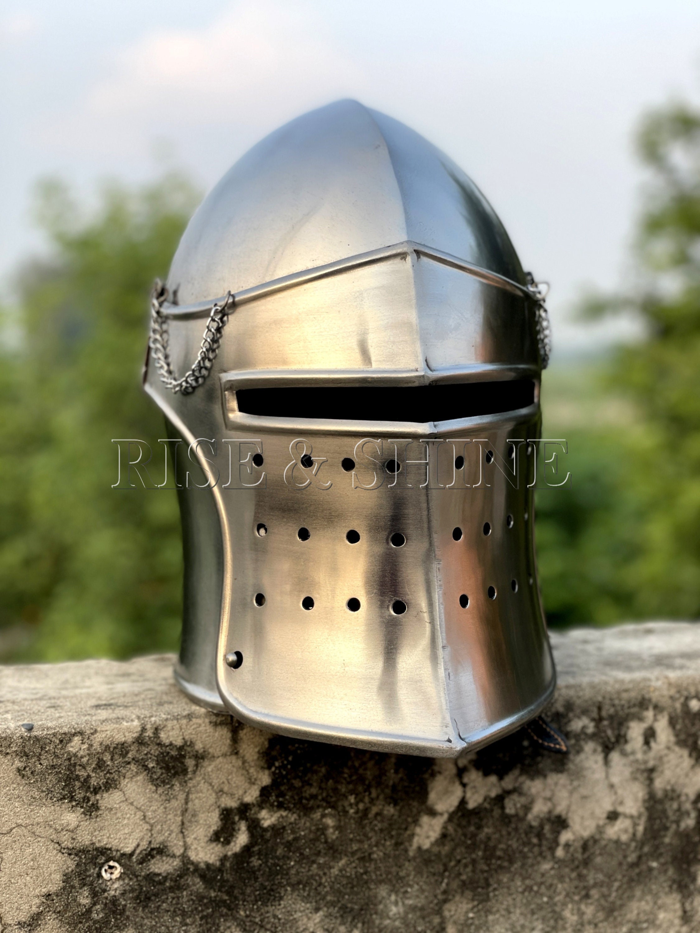 Medieval Silver Templar Barbuta Helmet Knight Crusader Armor Helmet ...