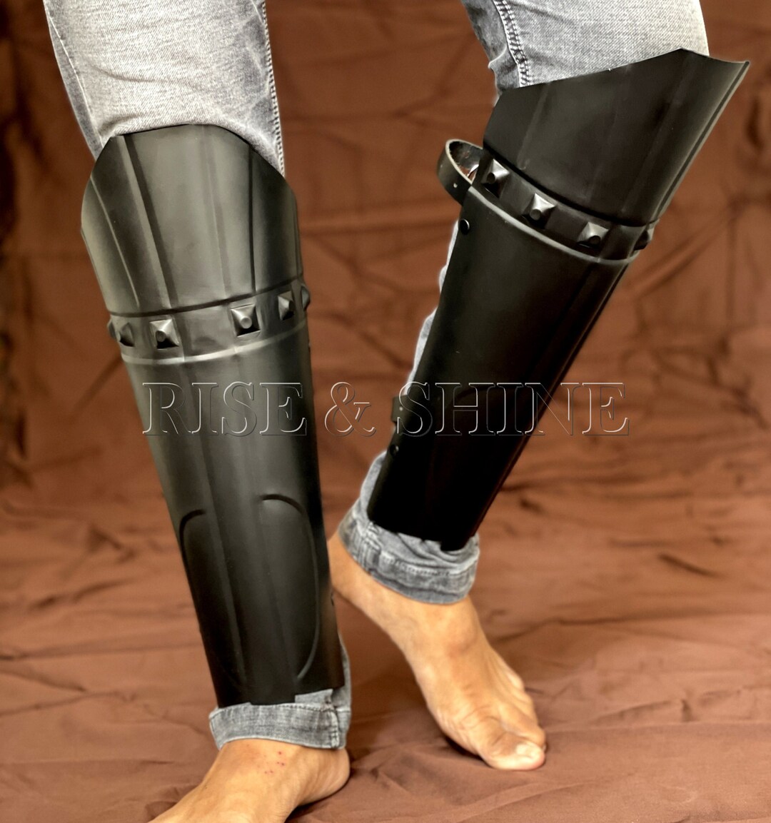 Medieval Leg Greaves Knight Armor Leg Protection Black Matt Finish ...