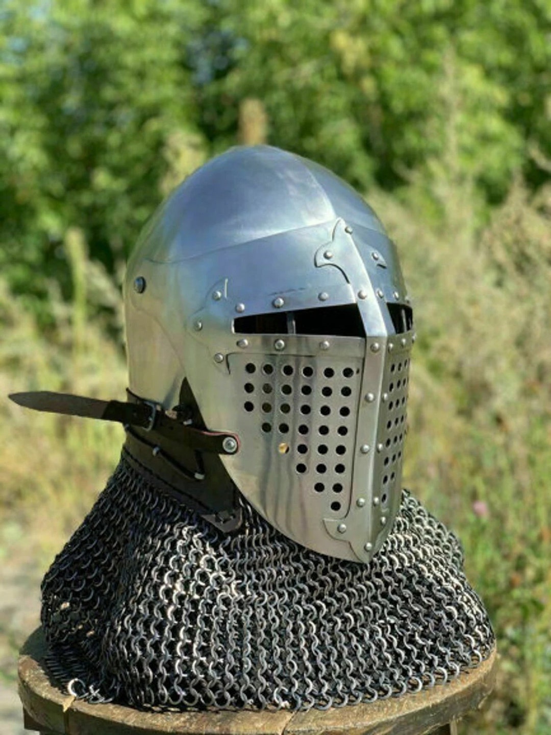 Medieval Barbuta Chainmail Helmet Steel Barbute Helmet LARP Costume ...