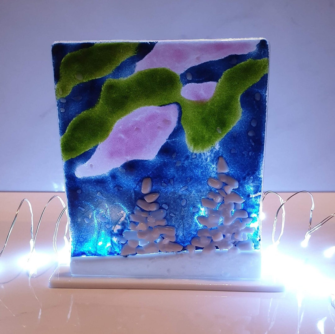 Handmade Fused Glass Aurora Borealis Northern Lights With - Etsy