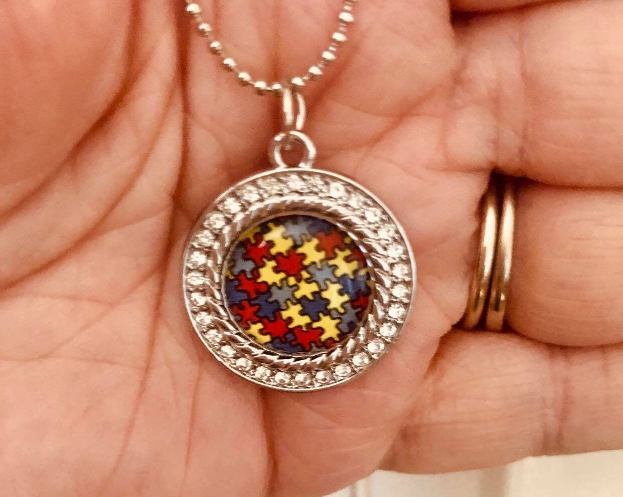 Autism Hope Jewellery . Rhodium Plated Autism Awareness Necklace ...