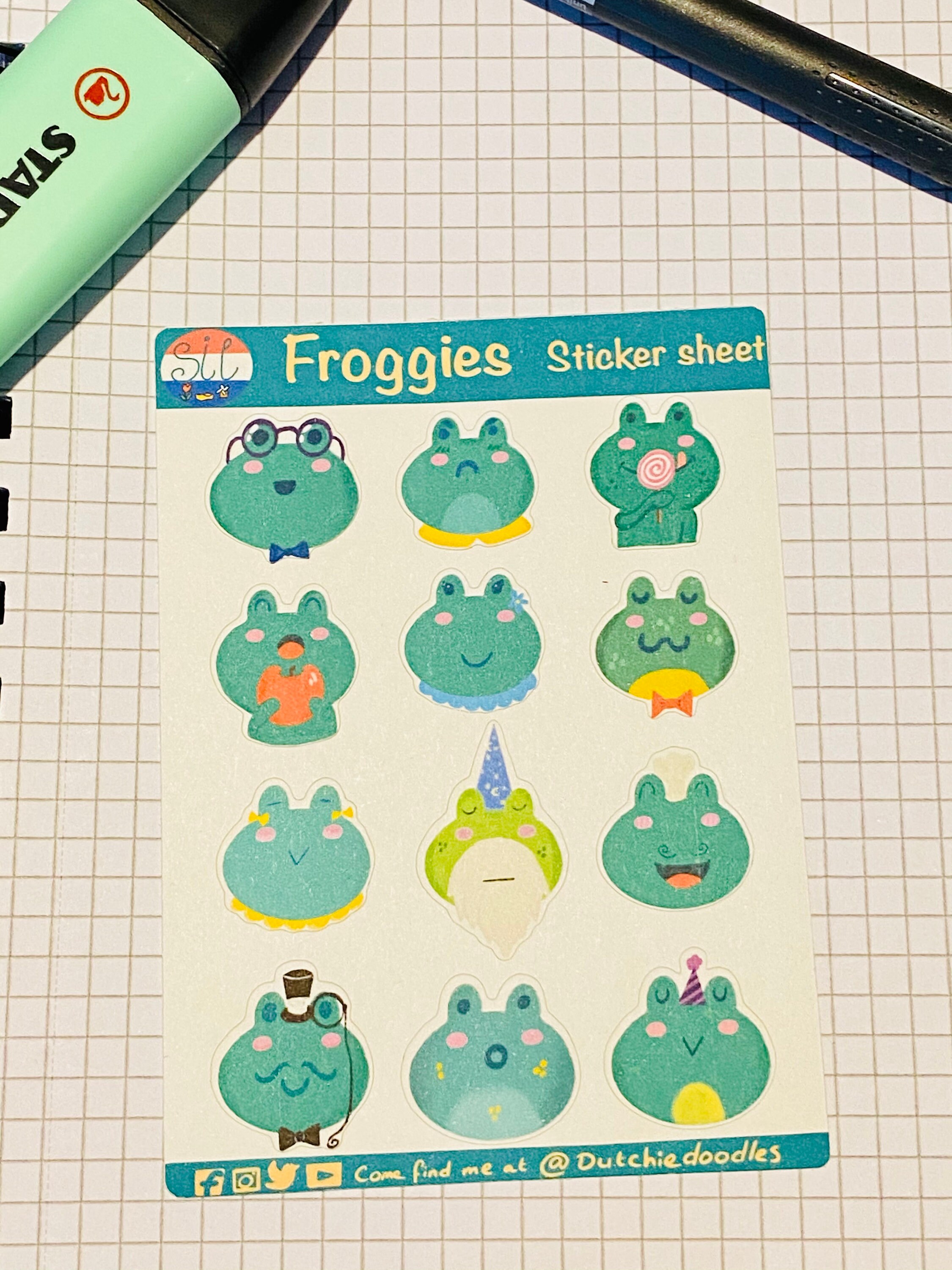 Hoja de pegatinas de rana / pegatinas de papel brillante y | Etsy