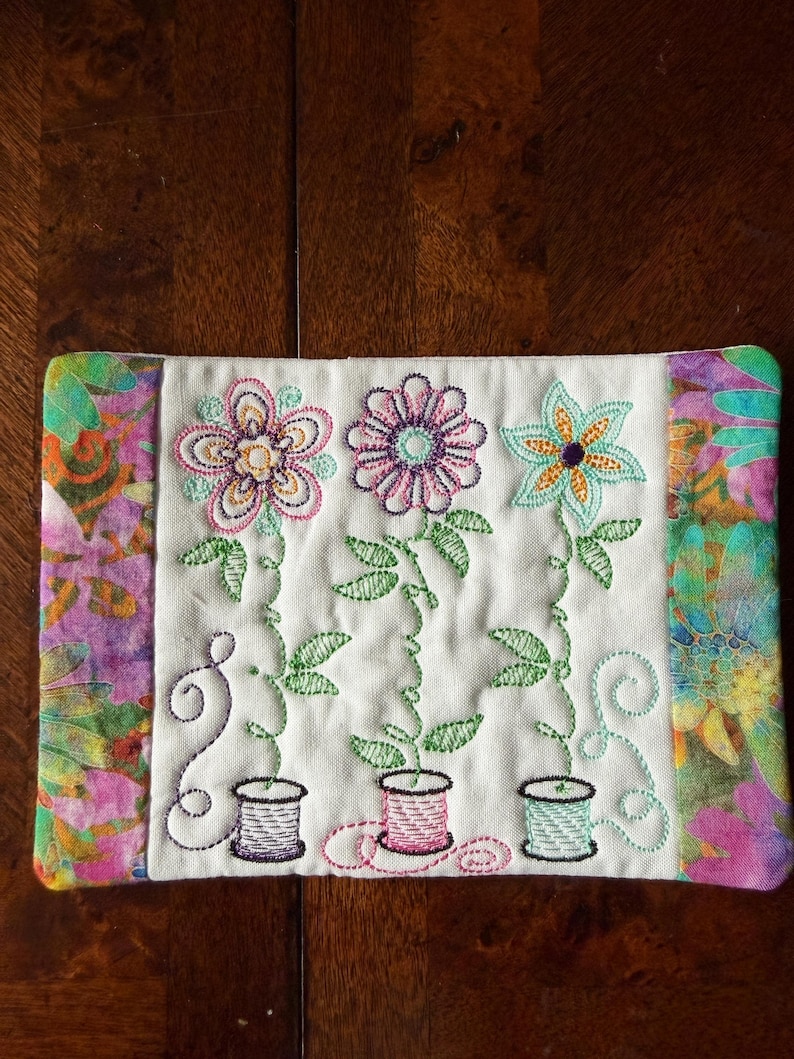 Motivational Mug Rug or Coaster: Embroidered, Quilted Mug Mat. 5 X 7 ...