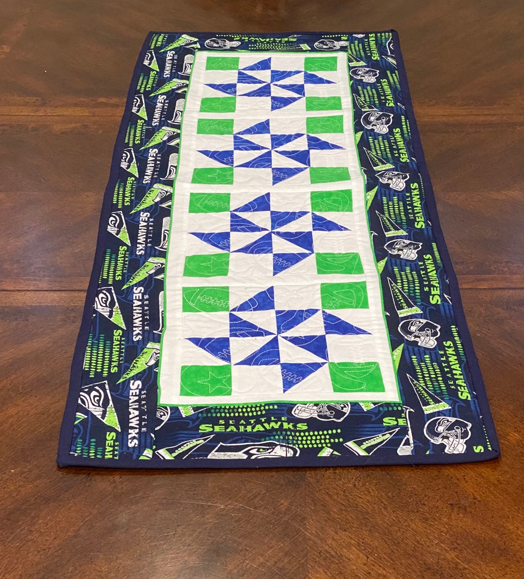 Seahawk Table Runner, 16 X 42 Inches. Quilted and Embroidered. - Etsy