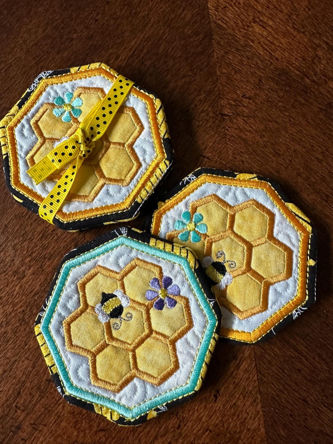 Honeycomb Bee Coaster. Set of 2. Approximately 3 1/2 Inches ...