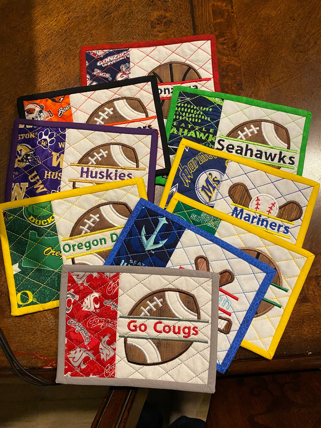 Mug Rugs Coasters, Kraken, Sonics, Huskies, Cougars, Gonzaga, Seahawks ...