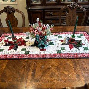 Farmhouse Christmas Table Runner, Stars and Tree. Approximately 50 X 22 ...