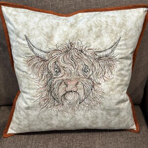 Highland Cow Pillow With Pillow Insert Included. Approximately 16-17 ...