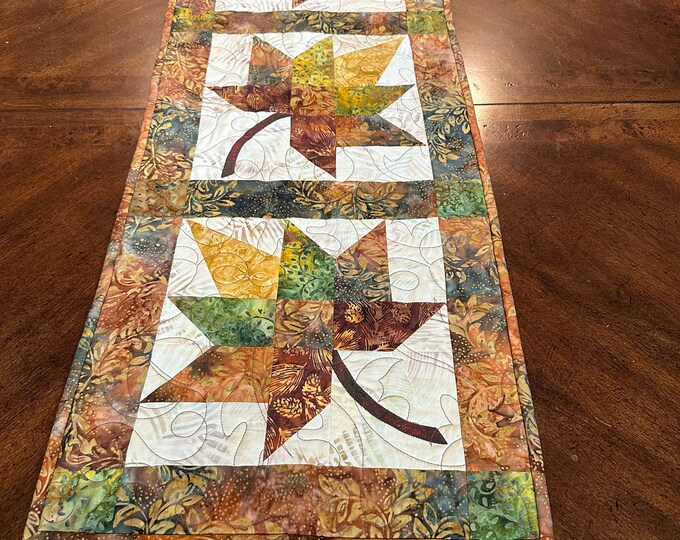 Autumn Fall Maple Leaf Table Runner 15 X 44 Inches, Fall Color Maple Leaves on a Neutral ...