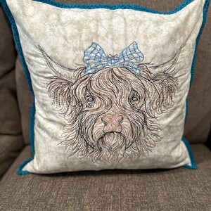 Highland Cow Pillow With Pillow Insert Included. Approximately 16-17 ...