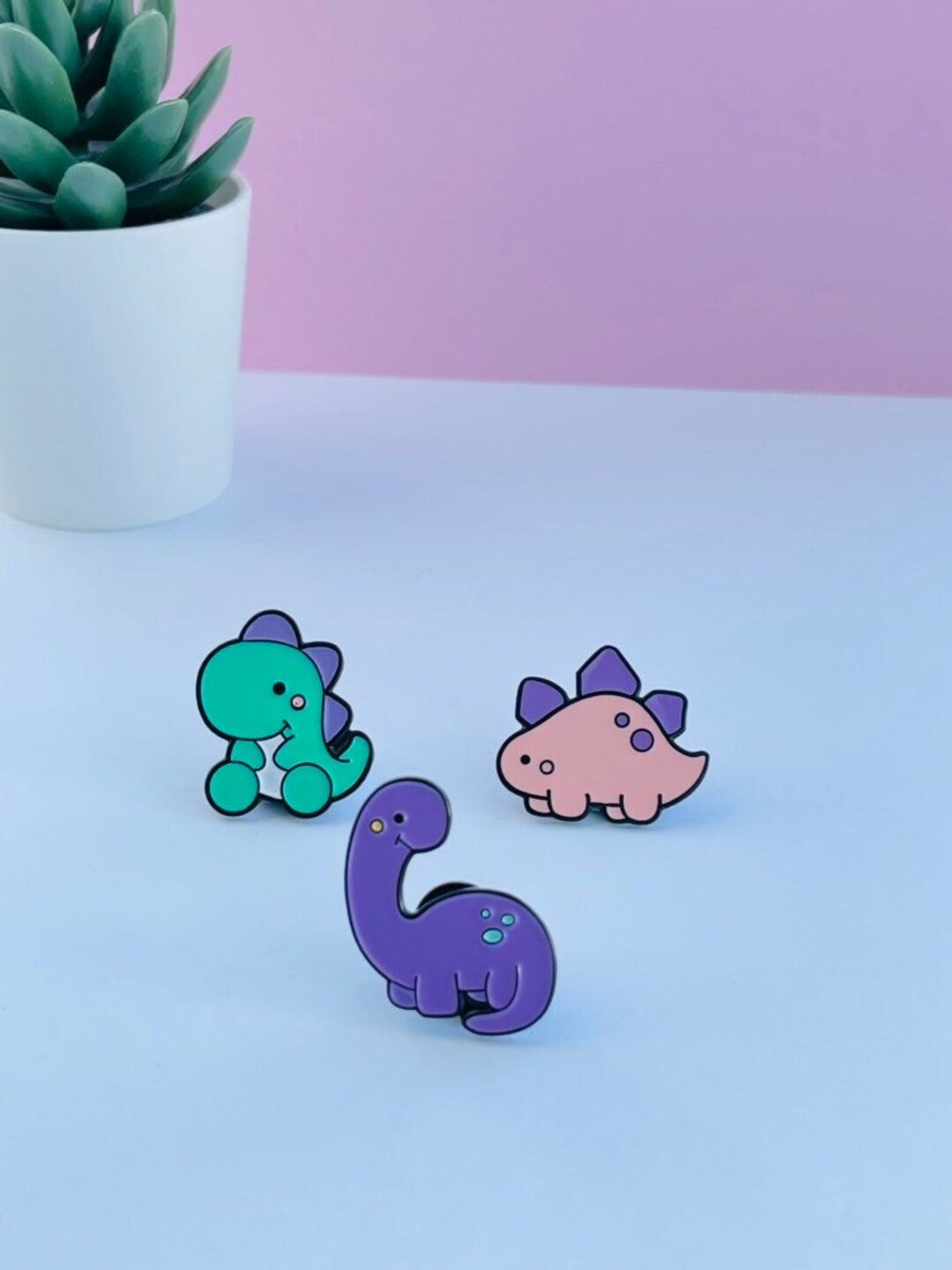 Kawaii Themed Dinosaur Enamel Pins Cute Animal Pins Cartoon - Etsy UK