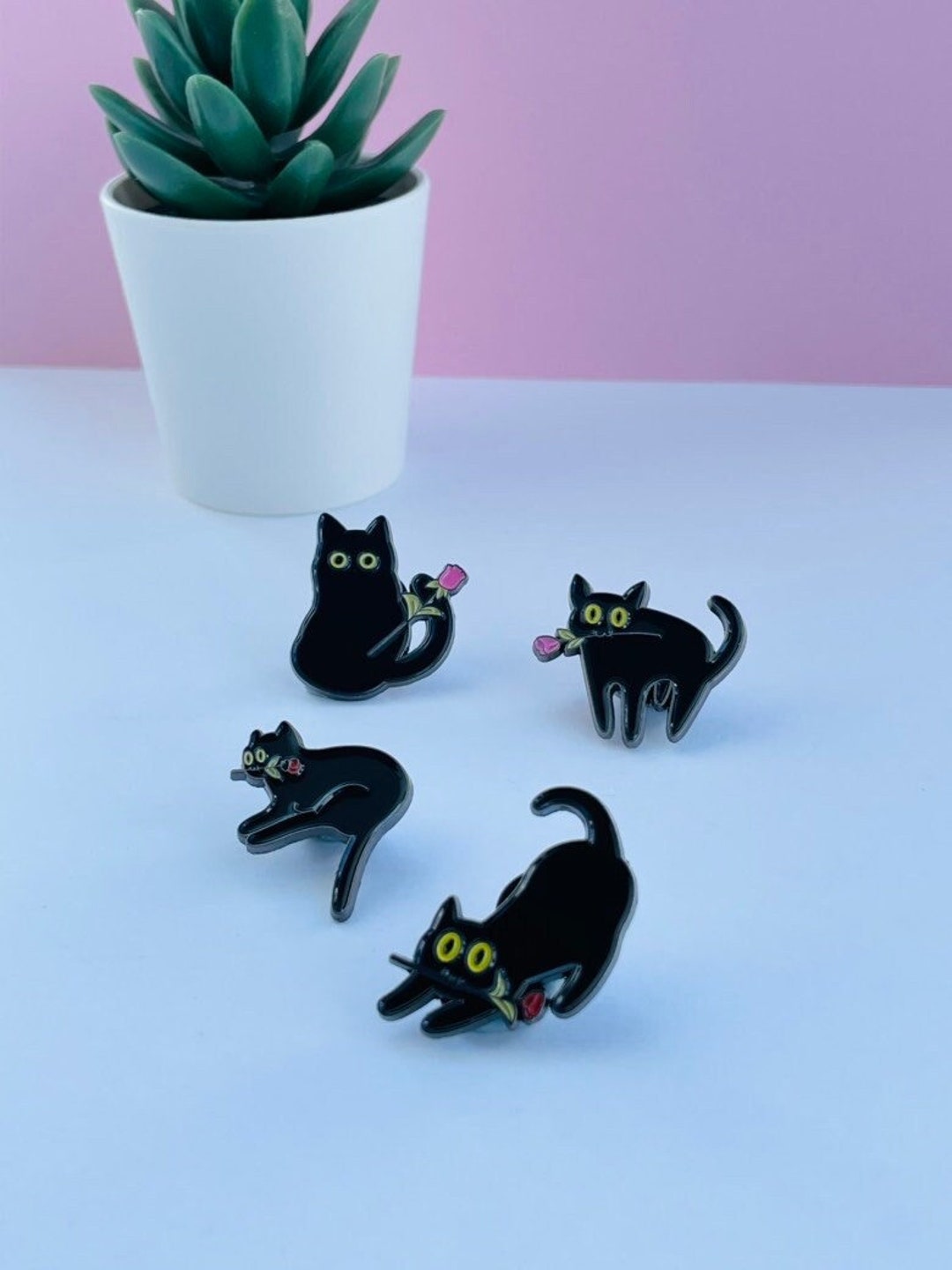 Rose and Black Cat Enamel Pin Badge, Crazy Cat Lady, Animal Lover Gifts, Funny Cat Gifts ...