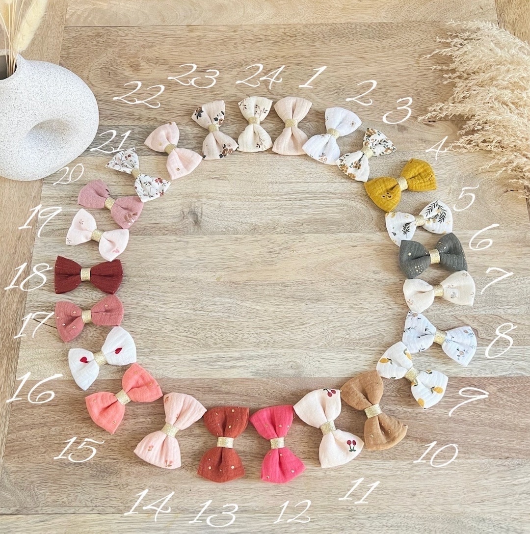 Hair Barrettes in Cotton Gauze With Gold Polka Dots and Floral Fabric ...