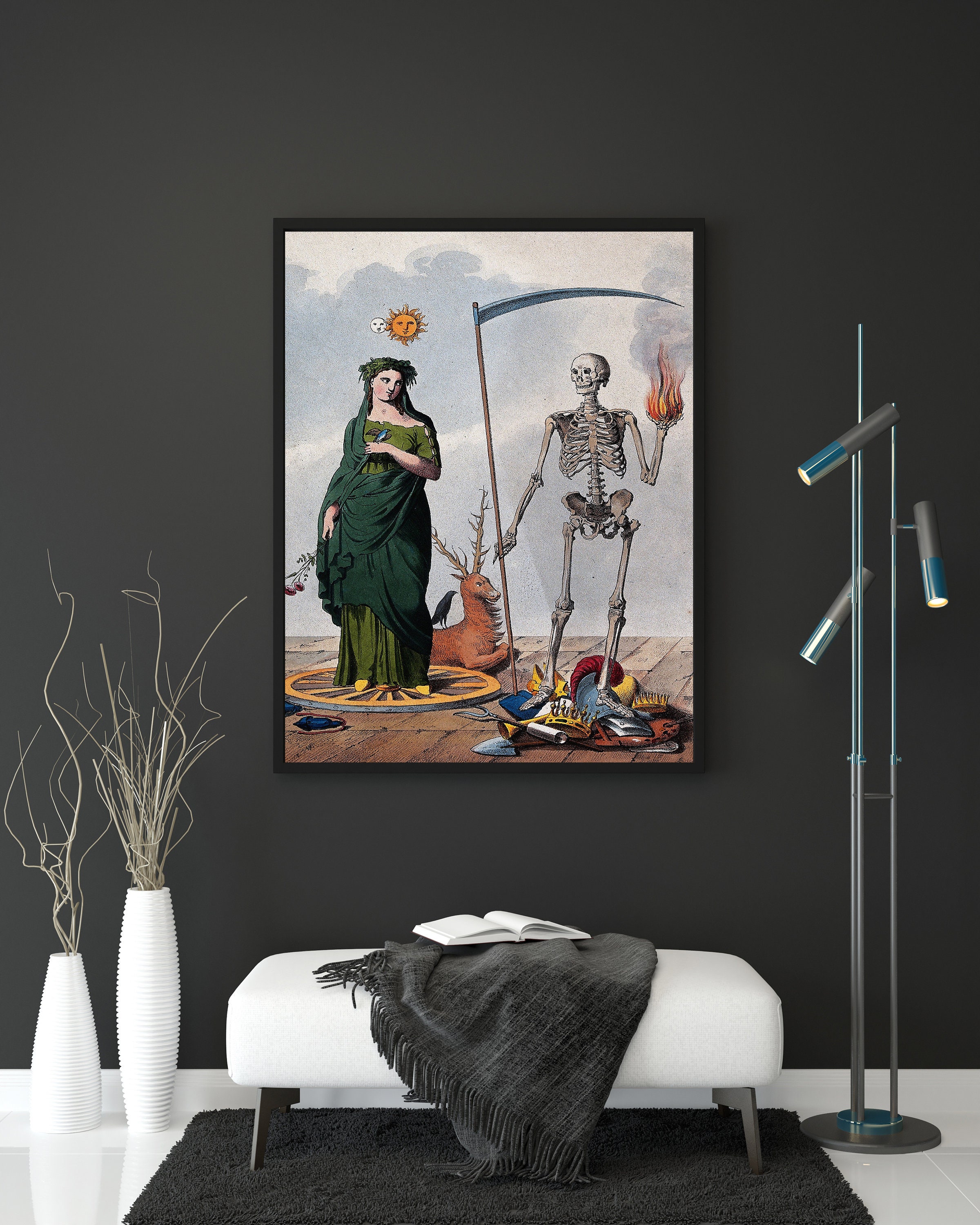 Allegory of Life and Death Art Vintage Skeleton Death Art | Etsy