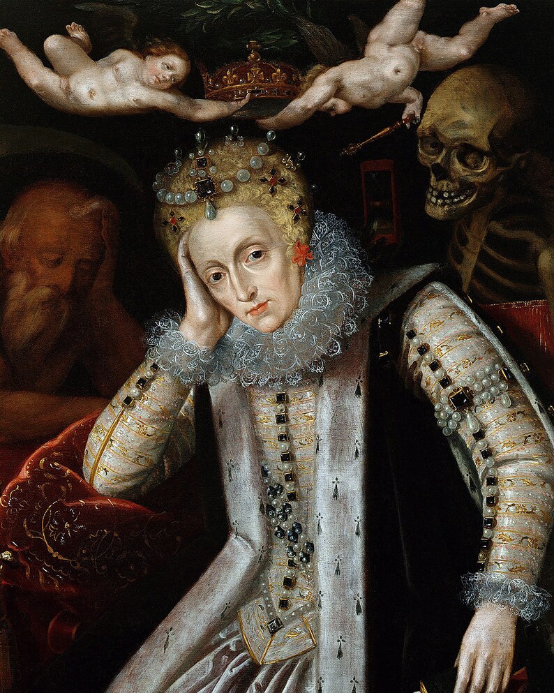 Queen Elizabeth I With Father Time and Death Vintage Macabre - Etsy Ireland