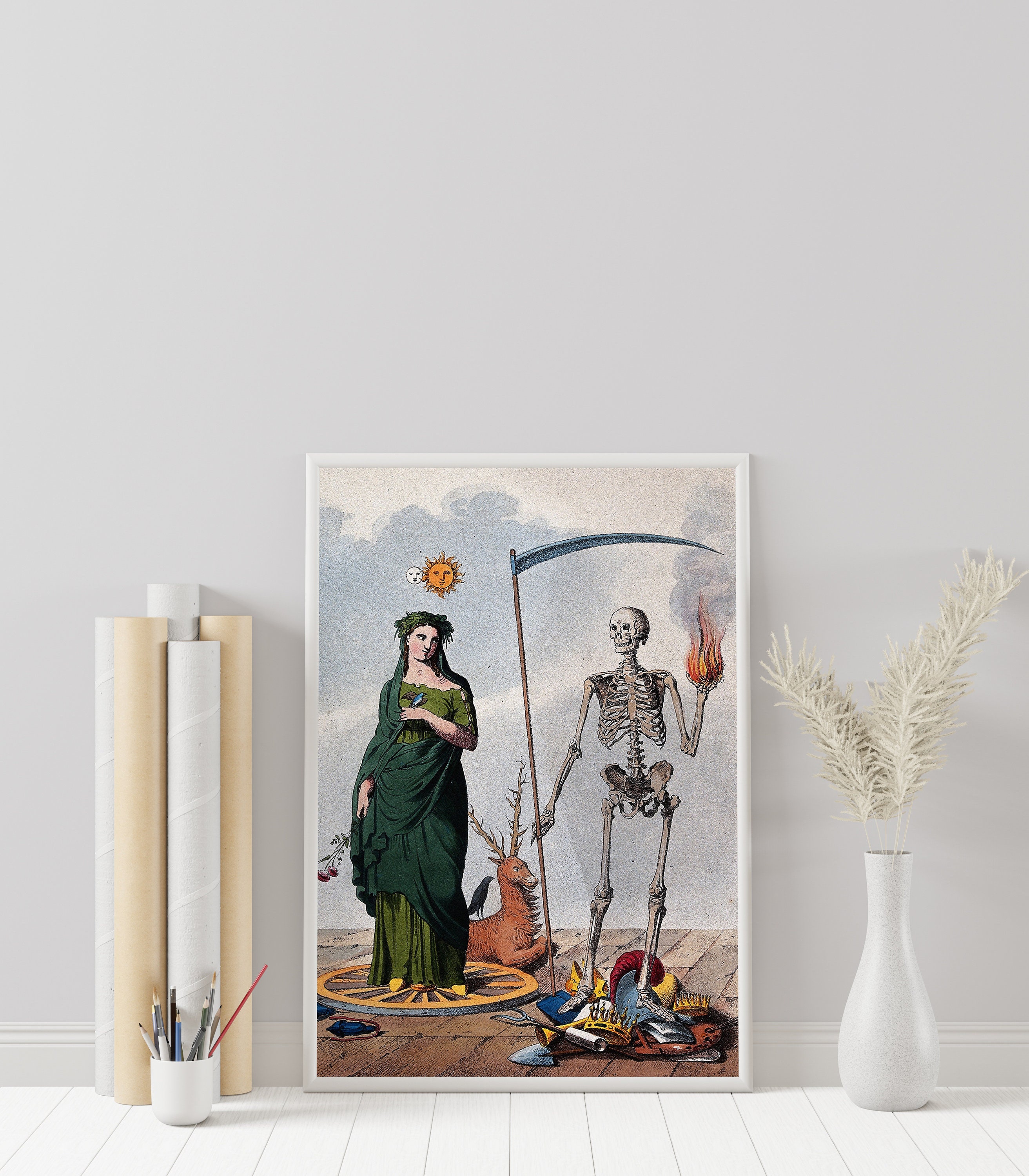 Allegory of Life and Death Art Vintage Skeleton Death Art | Etsy