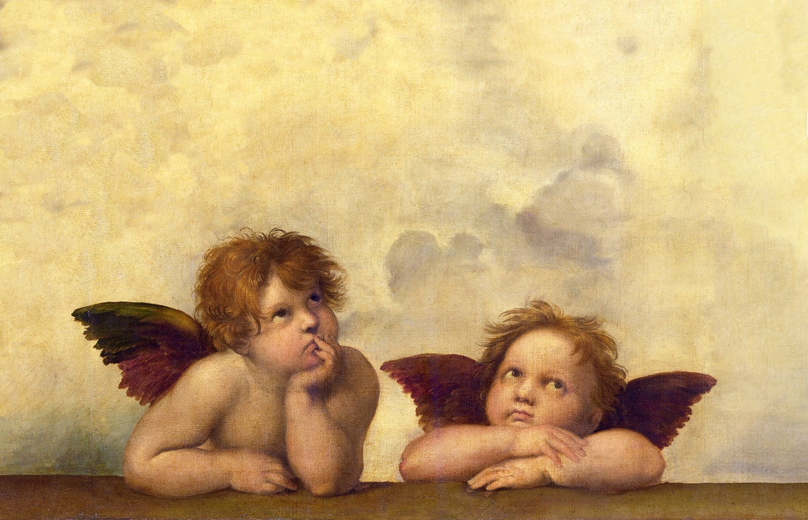 Raphael Sistine Madonna Print Raphael Putti 90's Cherub - Etsy Denmark