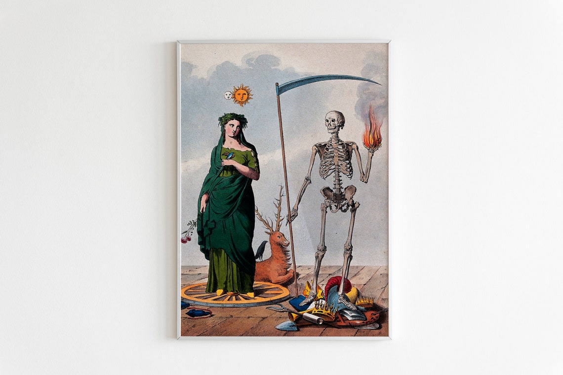 Allegory of Life and Death Art Vintage Skeleton Death Art - Etsy India