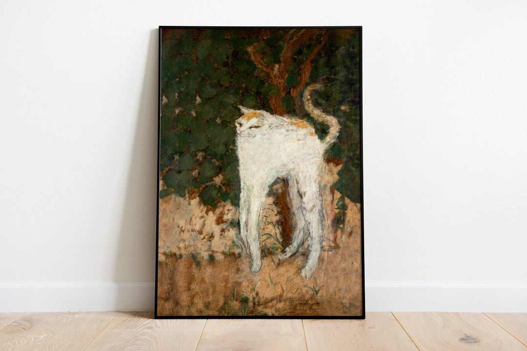 Pierre Bonnard Le Chat Blanc Poster, Meme Cat Painting, White Cat Print ...