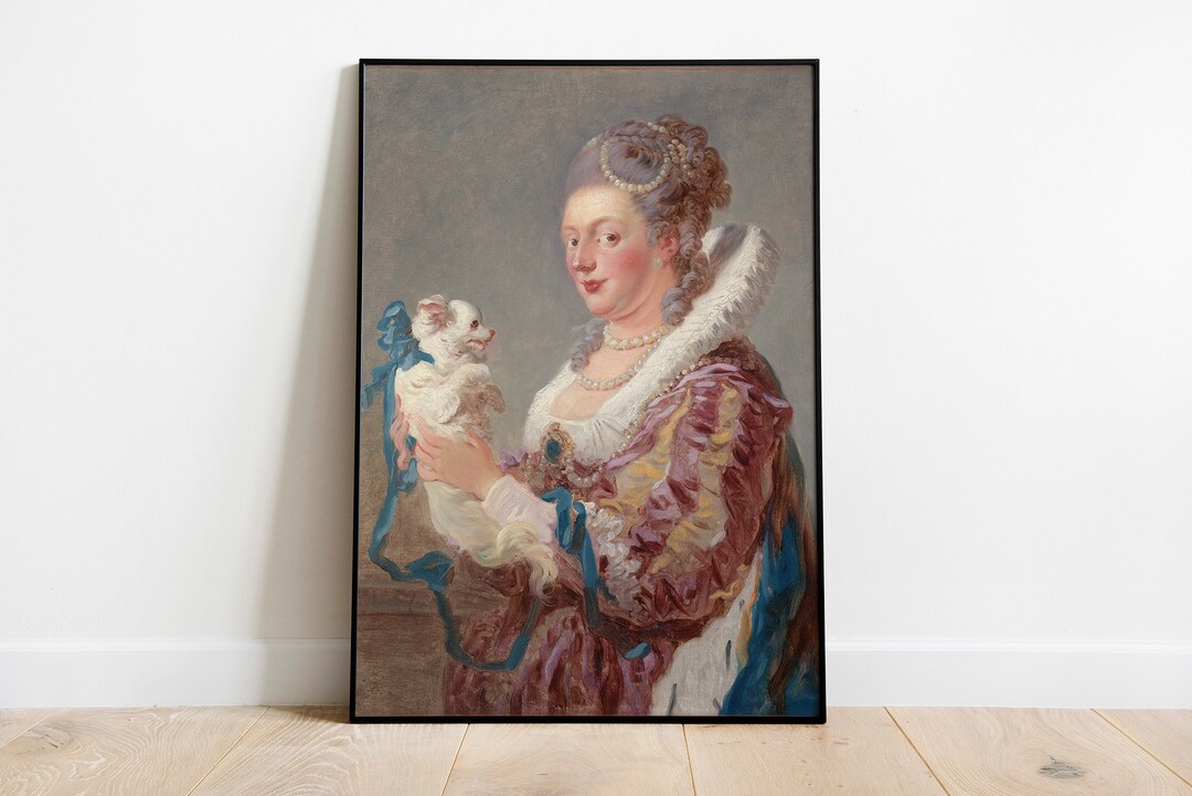 Rococo Dog Print Dog Lover Poster Woman Holding a Dog Pet - Etsy