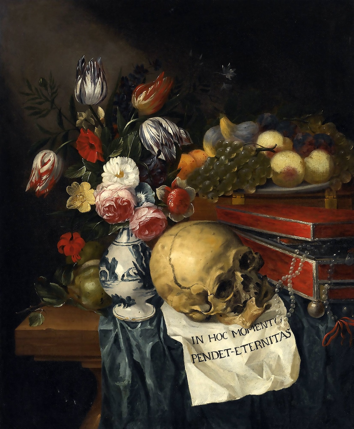 Vanitas Still Life With Skull and Flowers Vintage Skull | Etsy