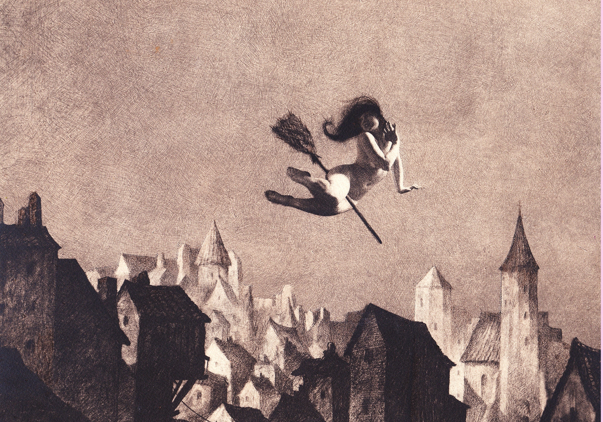 William Mortensen off to the Sabbath Flying Witch Art Print - Etsy
