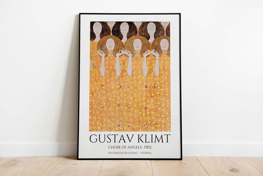 Gustav Klimt Exhibition Poster, Choir of Angels Print, Klimt Beethoven ...