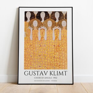 Gustav Klimt Exhibition Poster, Choir of Angels Print, Klimt Beethoven ...