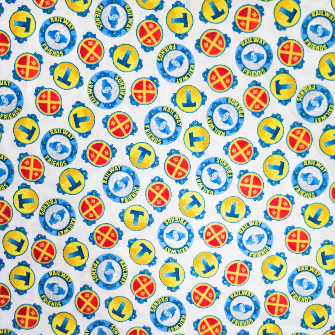 Thomas Tank Engine Logos on White Cotton Fabric Sold by the 1/4 Yard 4 ...