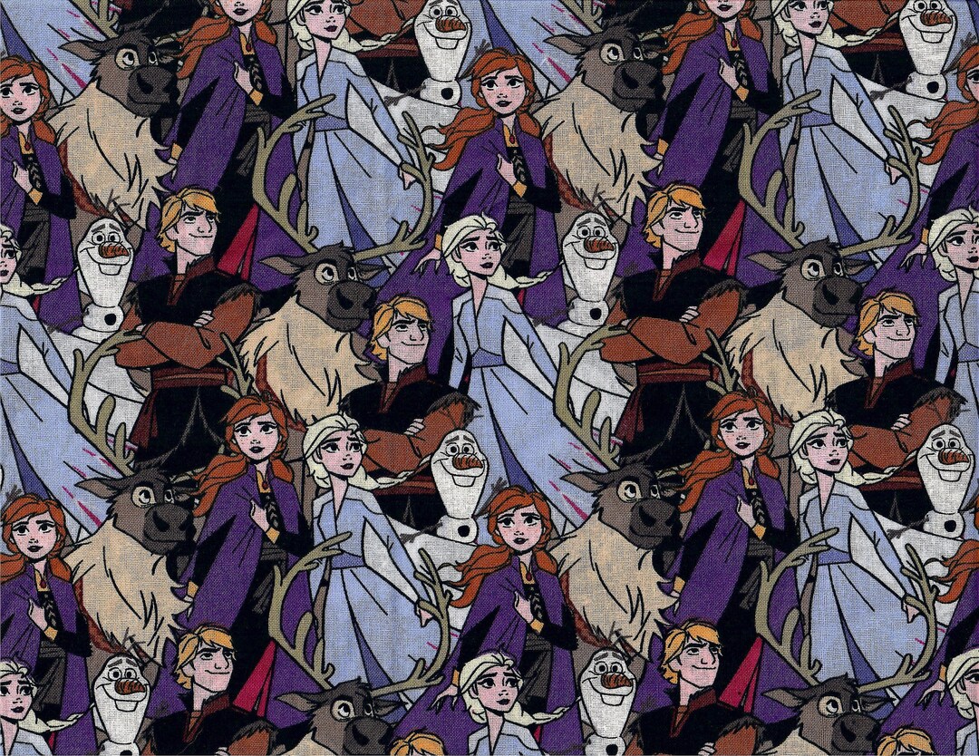 Smaller Frozen 2 Stacked Elsa Anna Kristoff Olaf Lined in Black Quilt ...