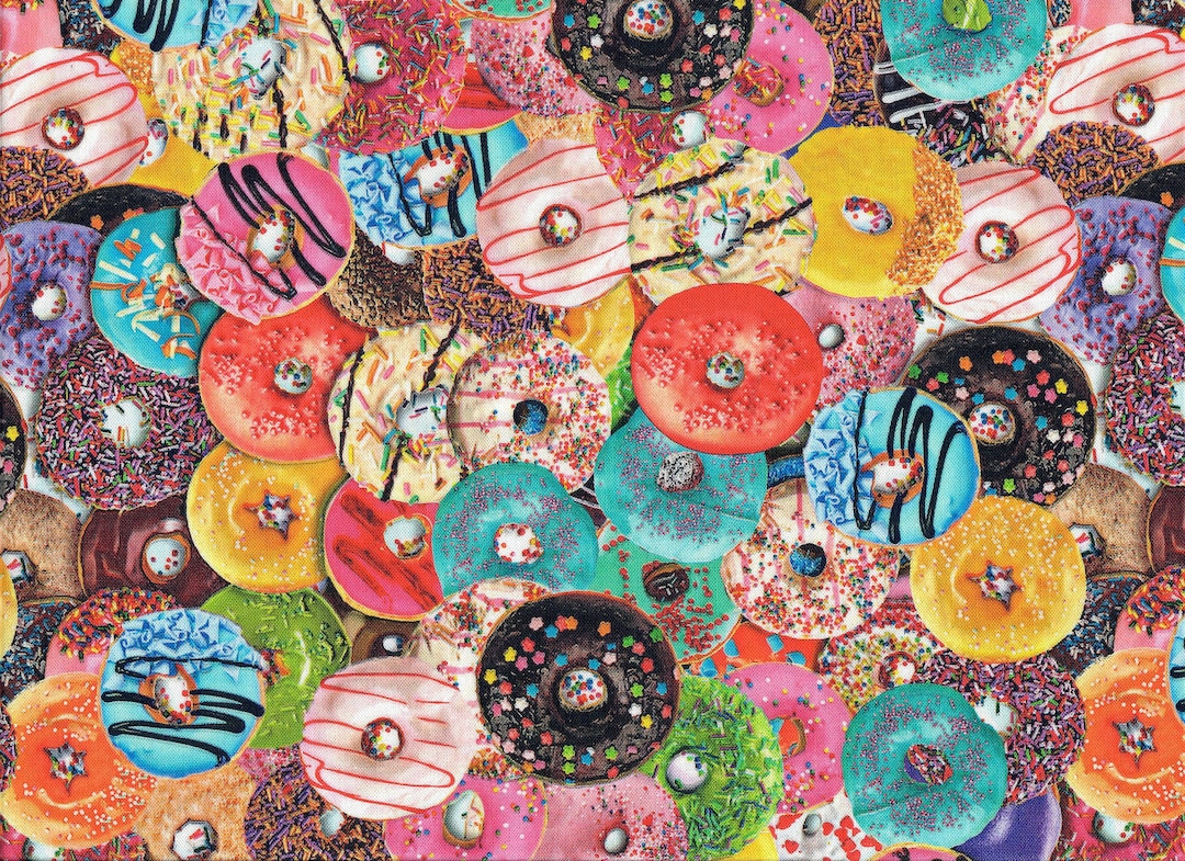 Frosted Donuts Stacked Cotton Fabric Sold by the 1/4 Yard-quantity of 4 ...