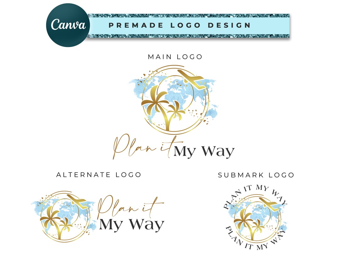 Travel Branding Logo Design, Globe Logo, Palm Tree Logo, Travel ...
