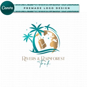 Palm Tree Traveling Logo, Suitcase Travel Trip Agent Logo, Beach House ...