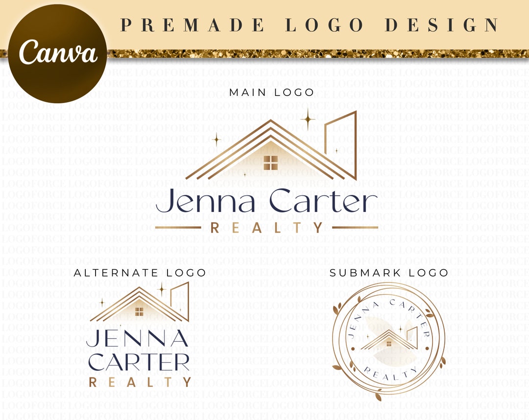 Canva Luxury Gold Realtor Logo, Line Art House Logo Design, Realtor ...