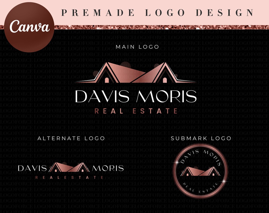 Canva Luxury Rose Gold Realtor Logo, House Logo Design, Realtor Logo ...