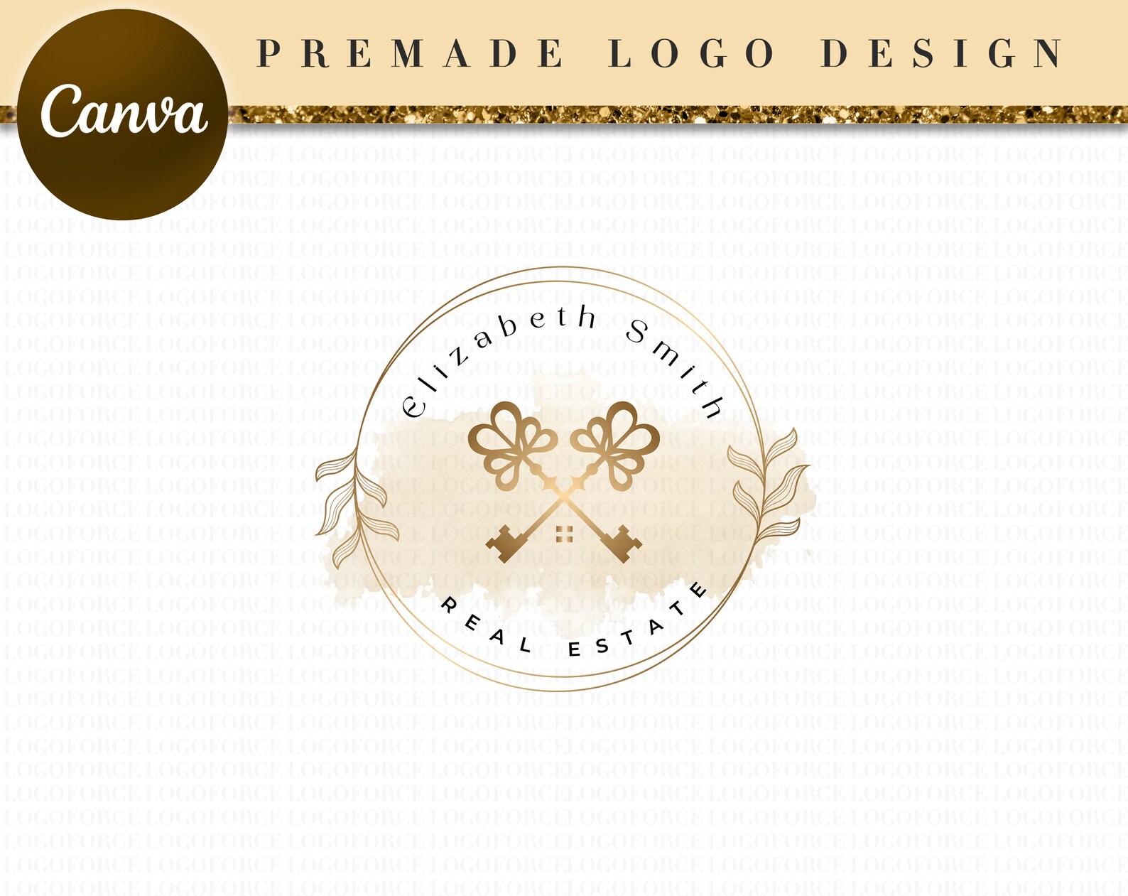 Luxury Gold Key Logo, House Real Estate Logo Branding Canva, Line Art ...