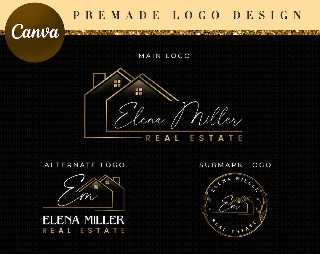 Luxury Gold Realtor Logo, Line Art Realtor Logo Template, House Real ...