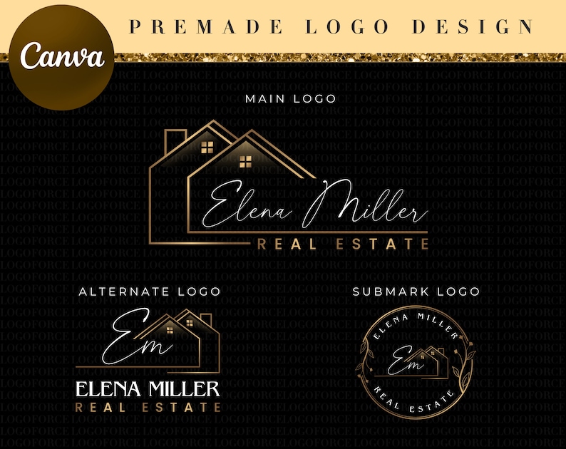 Luxury Gold Realtor Logo, Line Art Realtor Logo Template, House Real ...