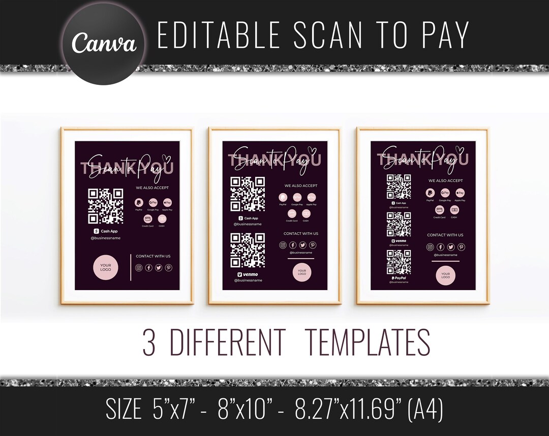 Payment Sign, Qr Code Sign, Virtual Tip Sign, Custom Scan to Pay Sign ...