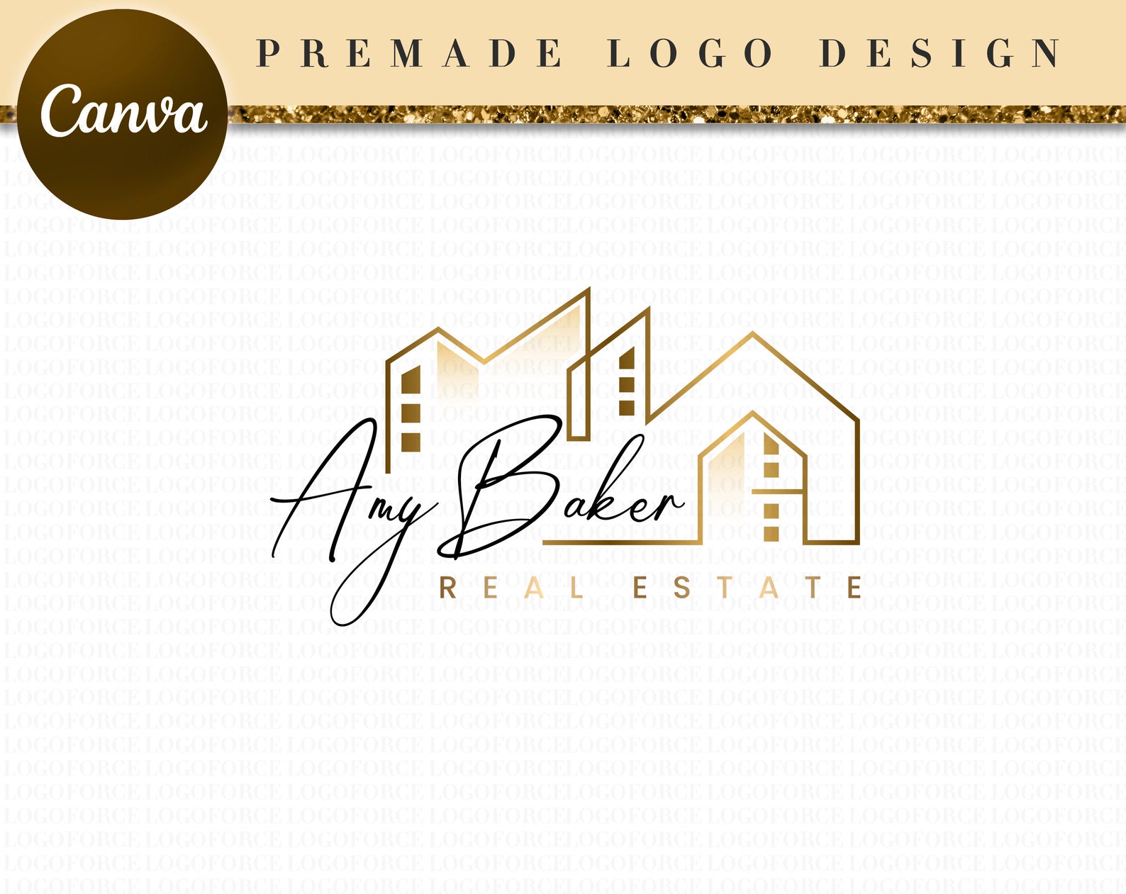 Luxury Gold Realtor Logo, Line Art Realtor Logo Template, House Real ...