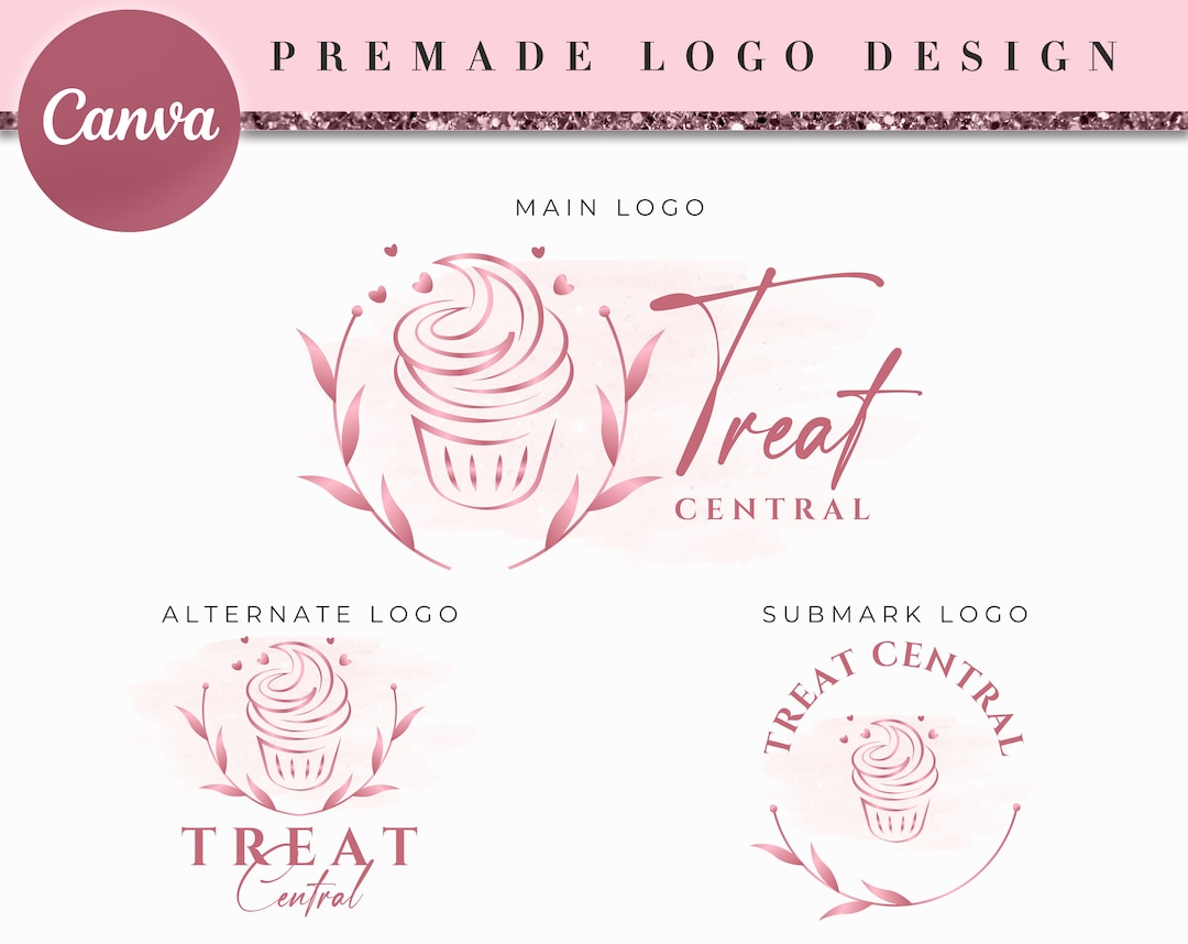 Cake Logo Design, Bakery Logo Sticker, Dessert Logo, Editable Logo ...