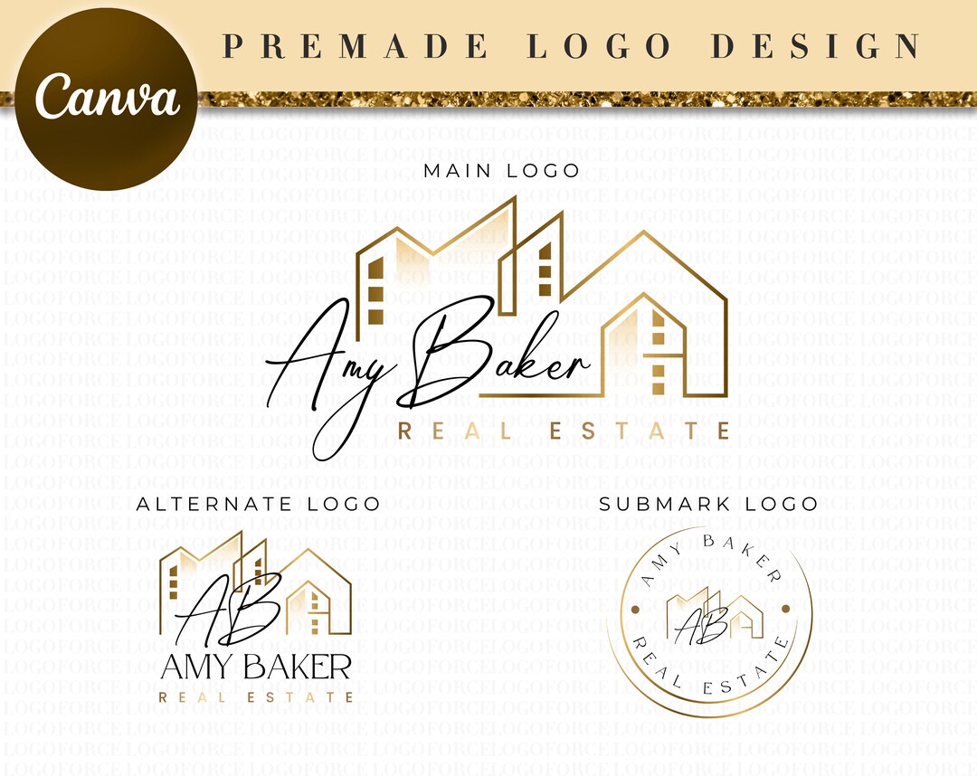 Luxury Gold Realtor Logo, Line Art Realtor Logo Template, House Real ...