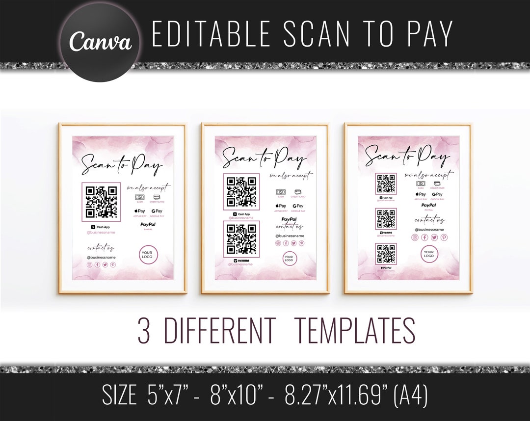 Canva Scan to Pay Template, Custom Payment Sign, Qr Code Sign, Custom ...