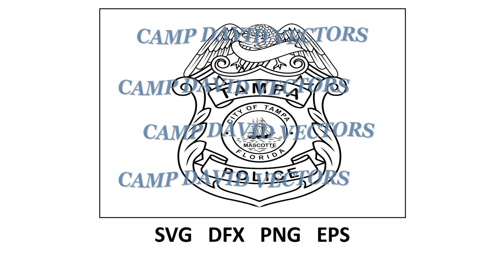 Tampa Florida Police Badge, Logo, Seal, Custom, Vector, Law Enforcement ...
