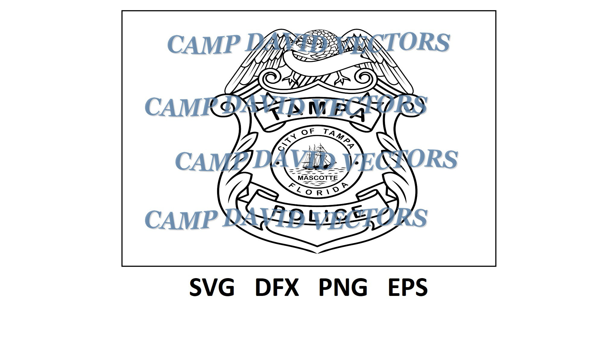 Tampa Florida Police Badge, Logo, Seal, Custom, Vector, Law Enforcement ...