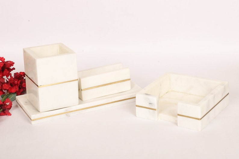 Marble Office Organizer Set, Office Desk Organiser , Office Table ...