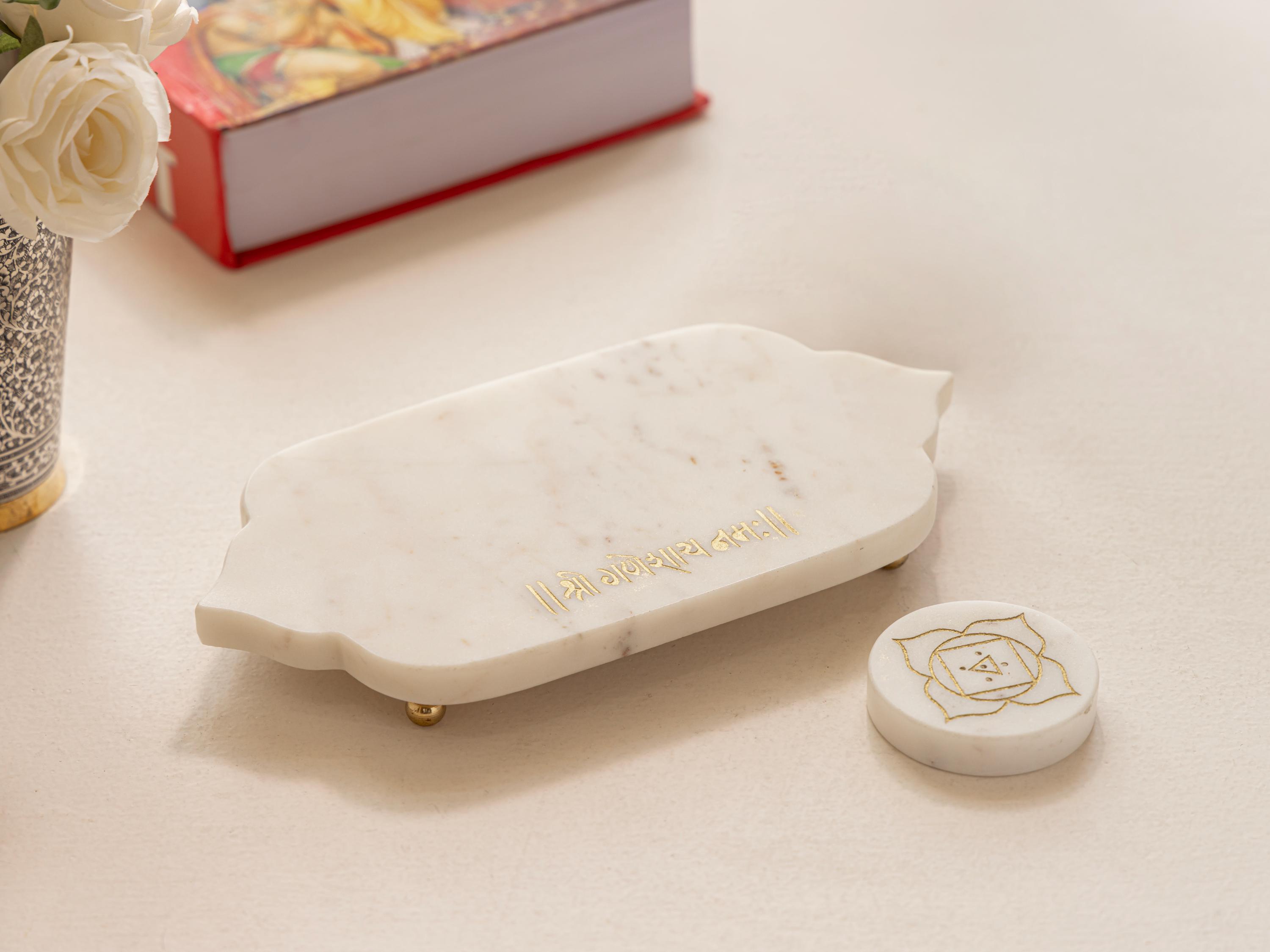 Marble Diwali Pooja Box: Spiritual Decor Combo - Etsy